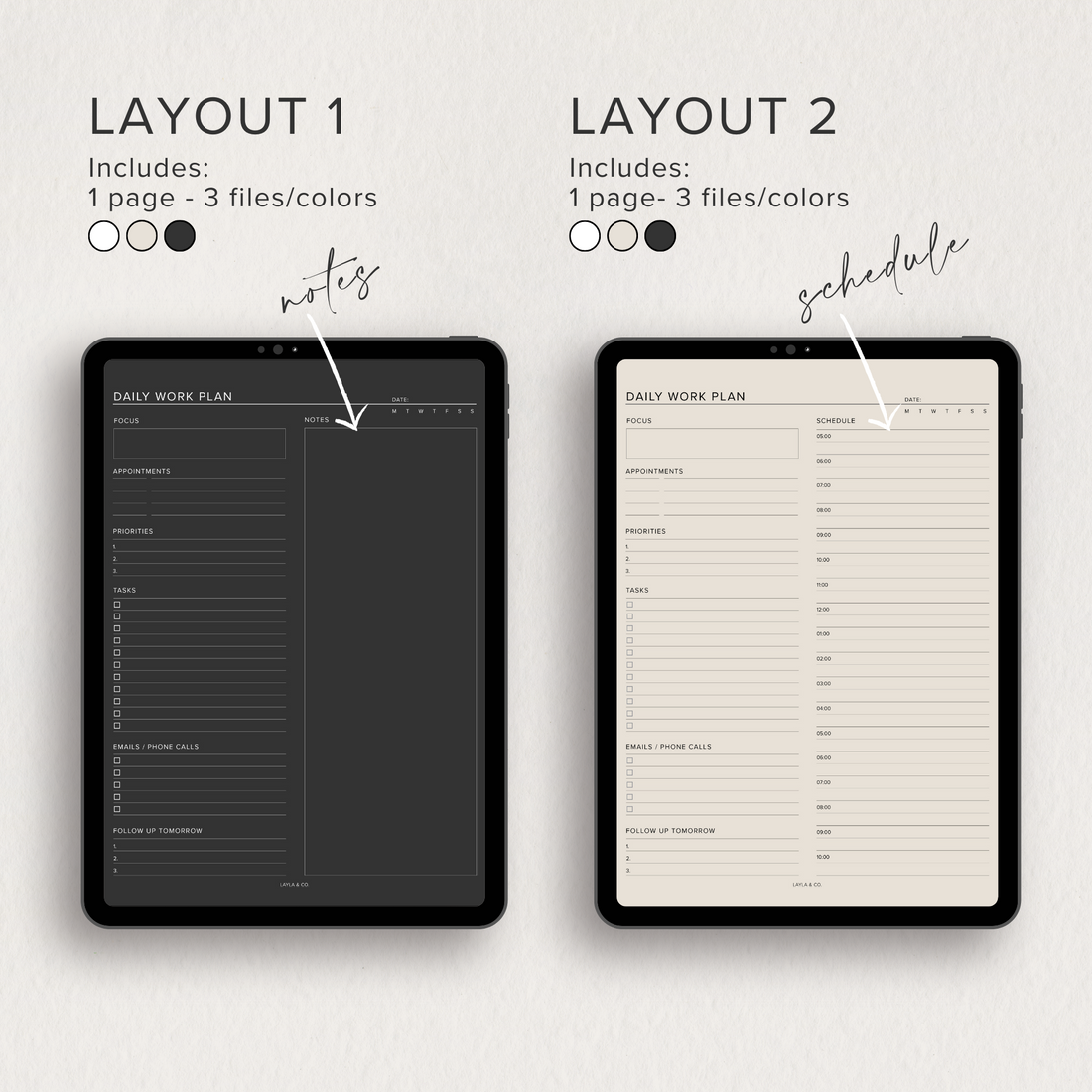Minimalist Daily Work Digital Planner – Layla & Co