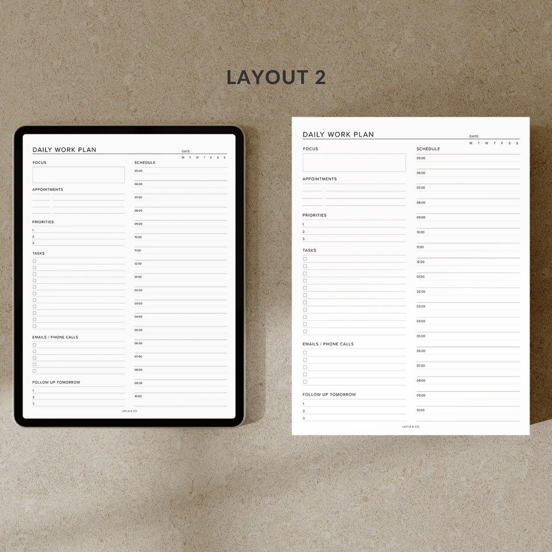 Minimalist Daily Work Digital Planner – Layla & Co